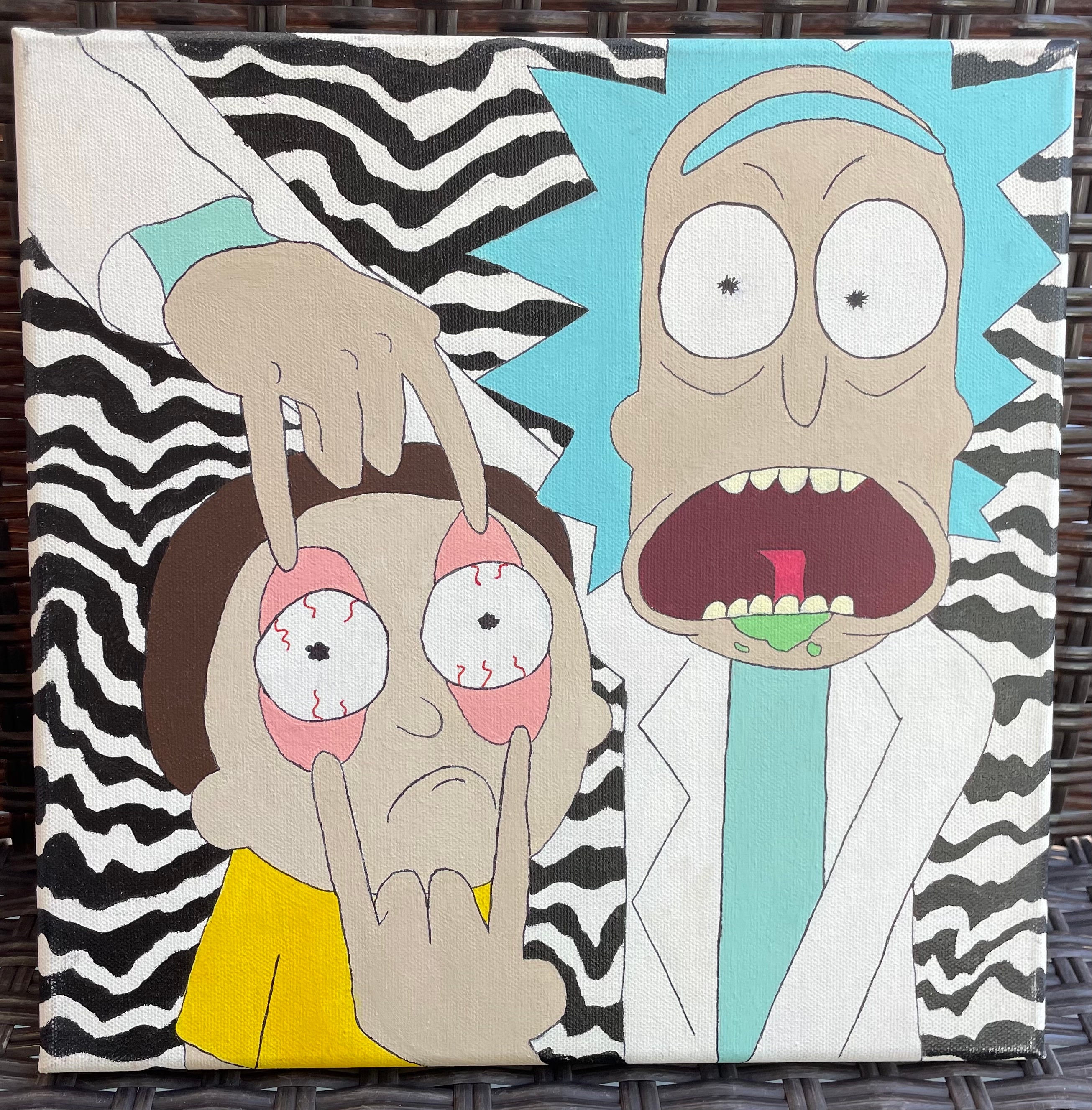 Rick and Morty "open Your Eyes Morty" - Hand Painted Fan Art - Etsy