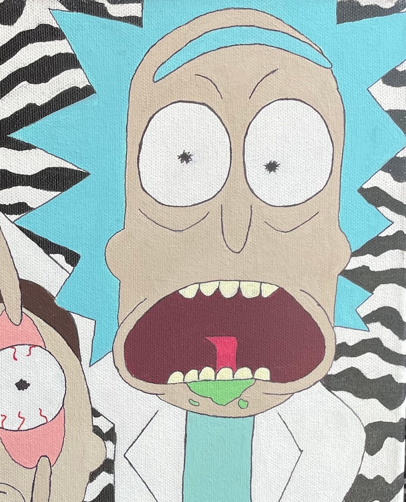 Rick and Morty "open Your Eyes Morty" - Hand Painted Fan Art - Etsy