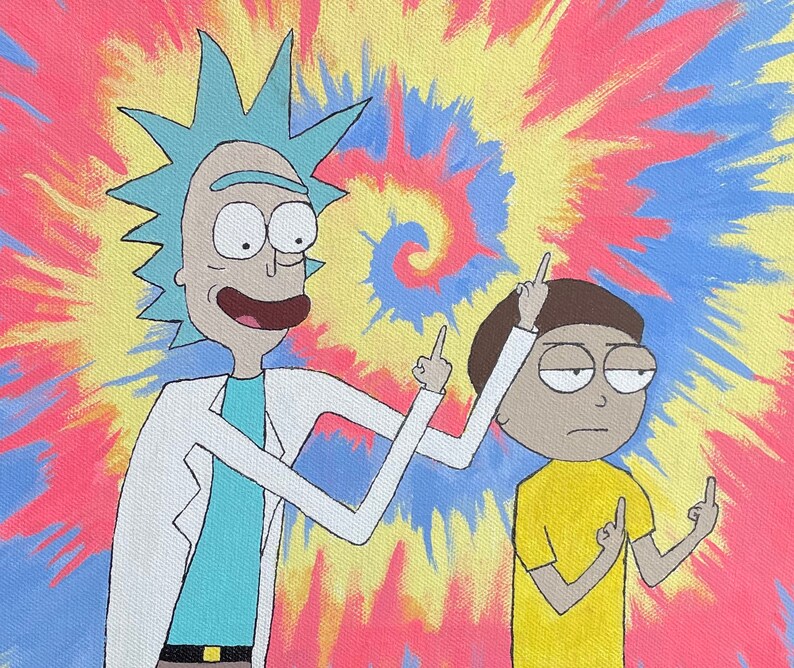 Rick and Morty Middle Finger "the Slow Ramp" Hand Painted - Etsy
