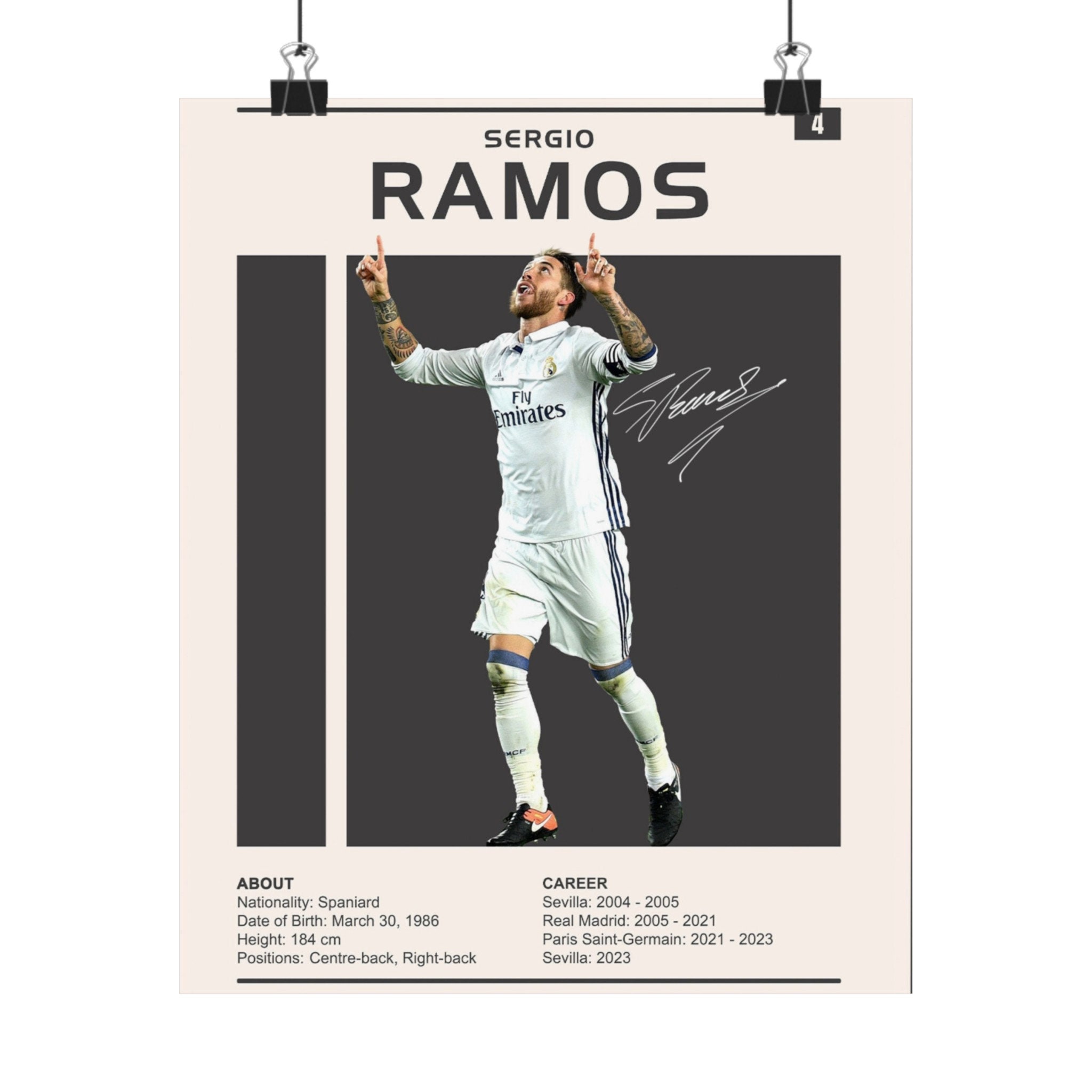 Signed Sergio Ramos Real Madrid Football/soccer Poster - Etsy