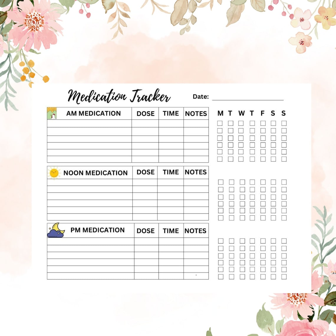 Printable Medication Tracker, Medication Schedule, Weekly Medication ...
