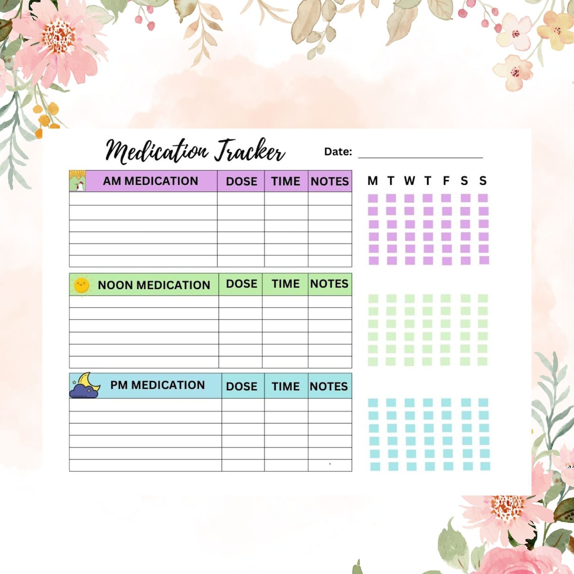 Printable Medication Tracker, Medication Schedule, Weekly Medication ...
