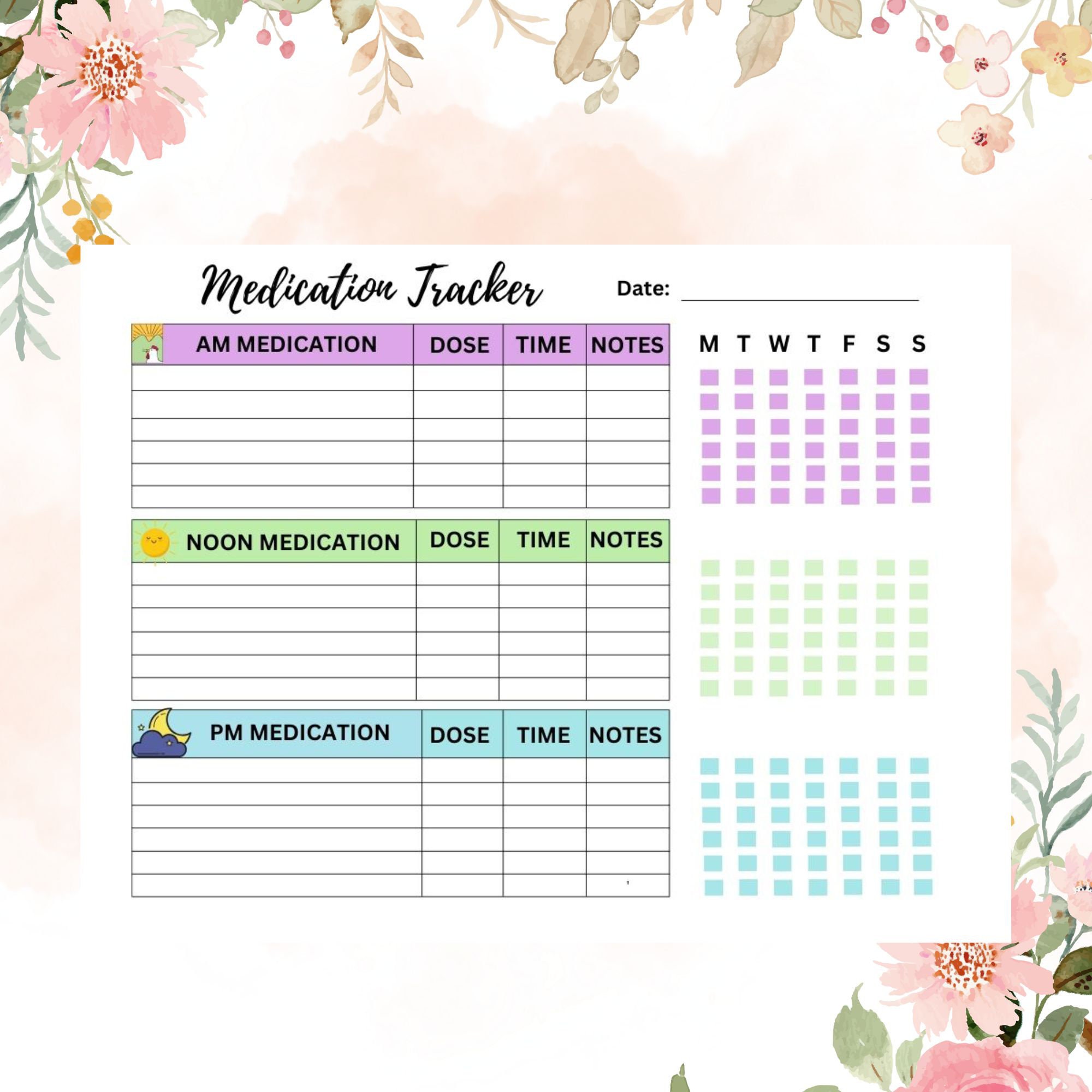 Printable Medication Tracker, Medication Schedule, Weekly Medication ...