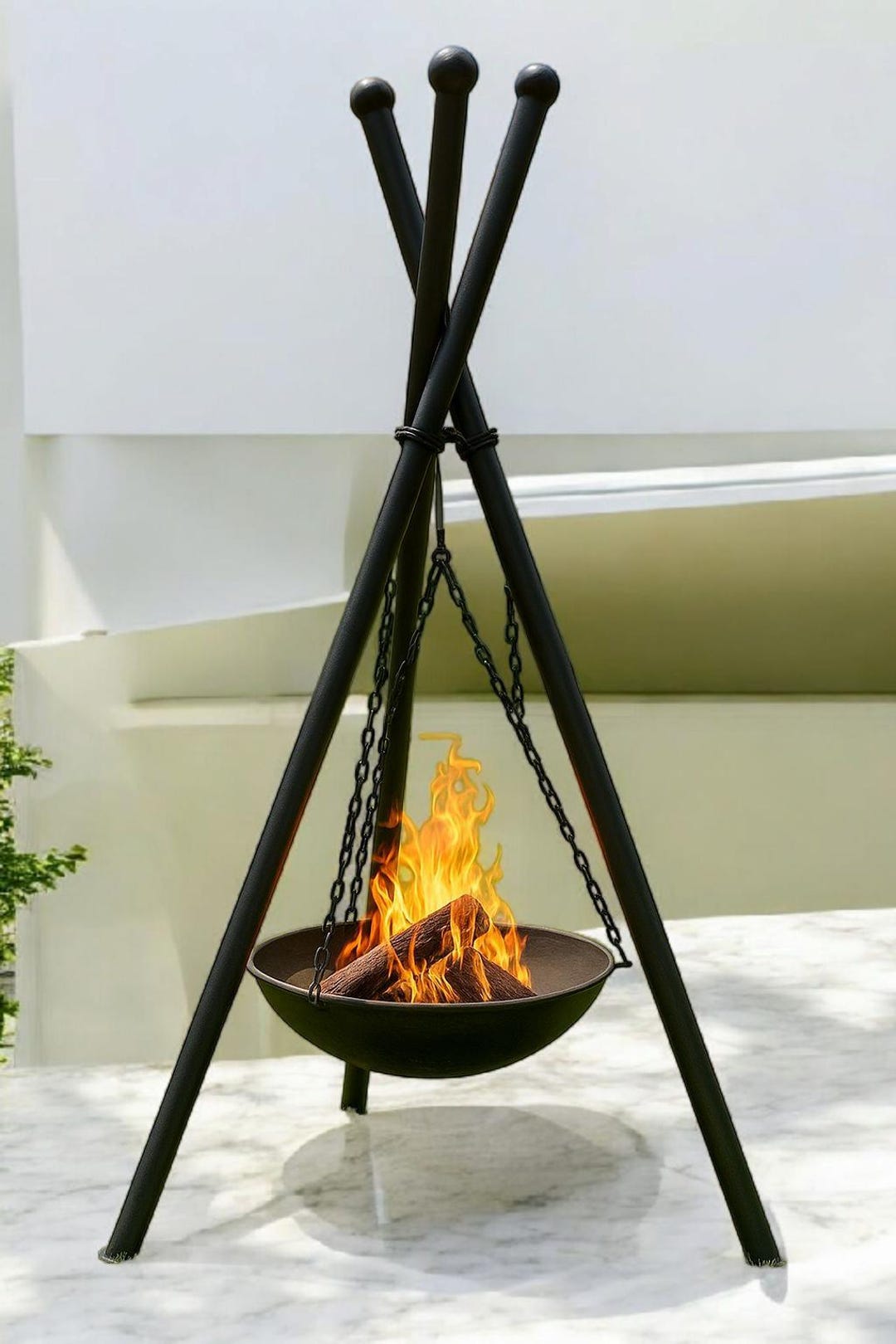 Moroccan Tripod Fire Pit Grill: Handmade BBQ Stand From Strong Black ...