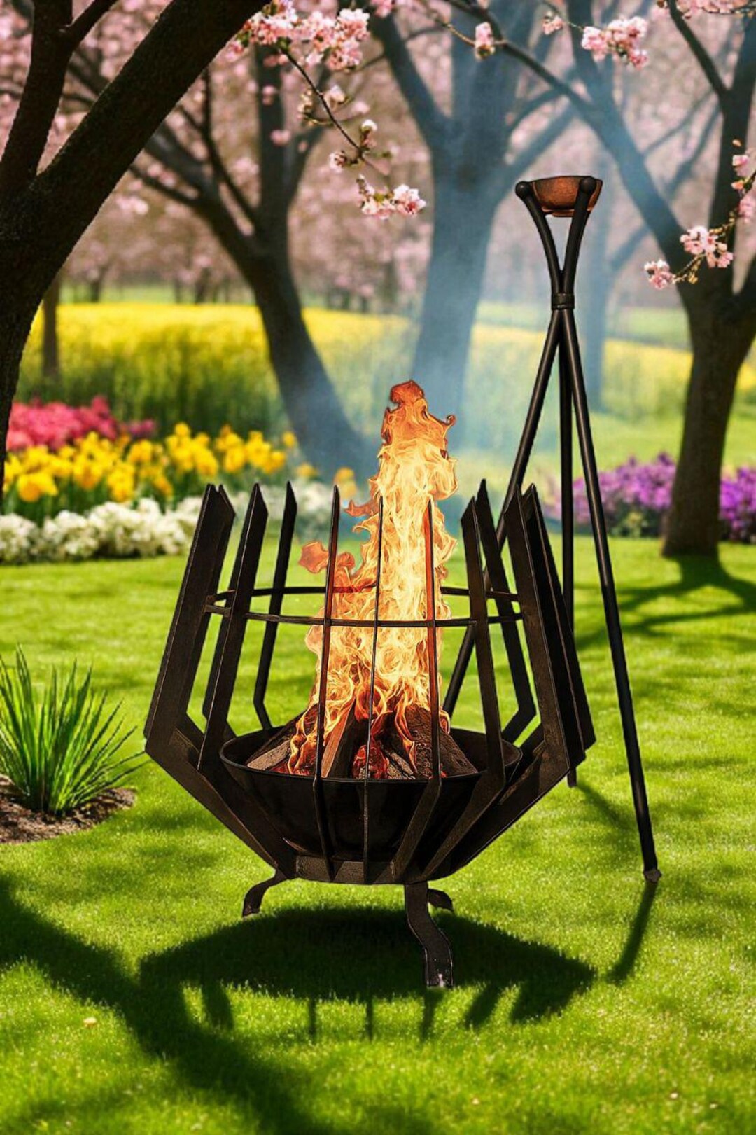 Moroccan Tripod Fire Pit Grill: Handmade BBQ Stand - Etsy
