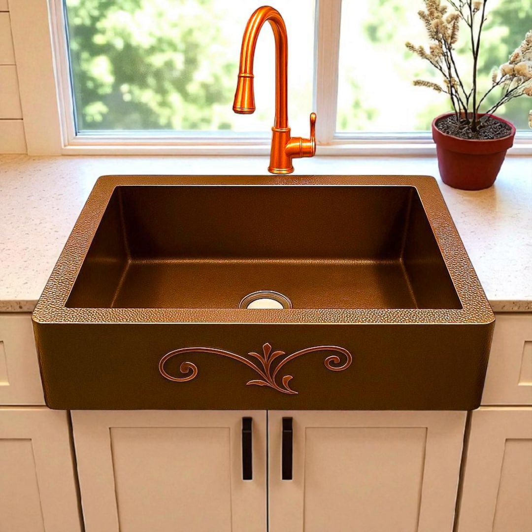 Moroccan Hammered Copper Sink – Yellow & Red – Handmade in Marrakech - Etsy