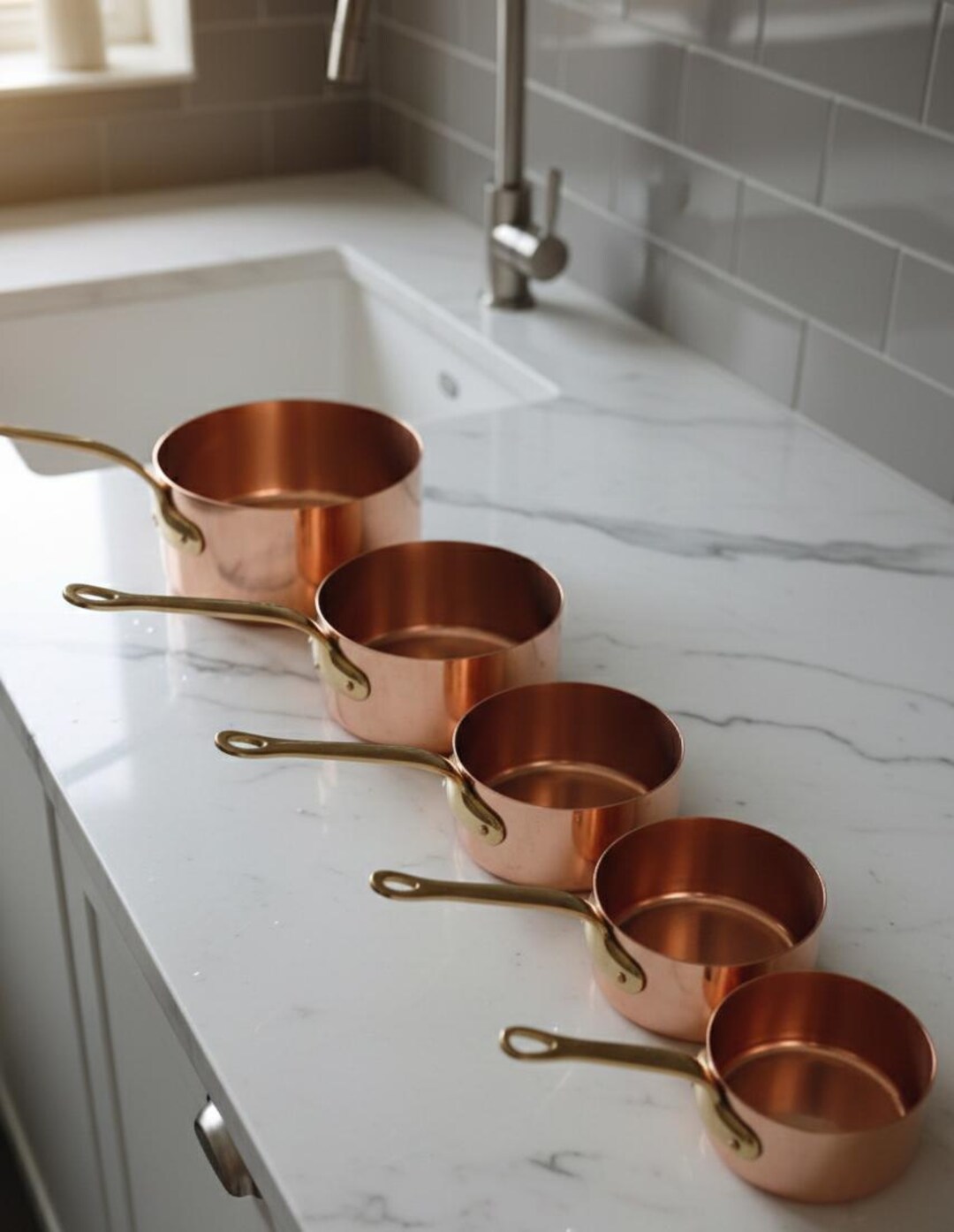 Morocco Vintage French Copper Cookware Set – 5-piece Tin-lined Pots ...