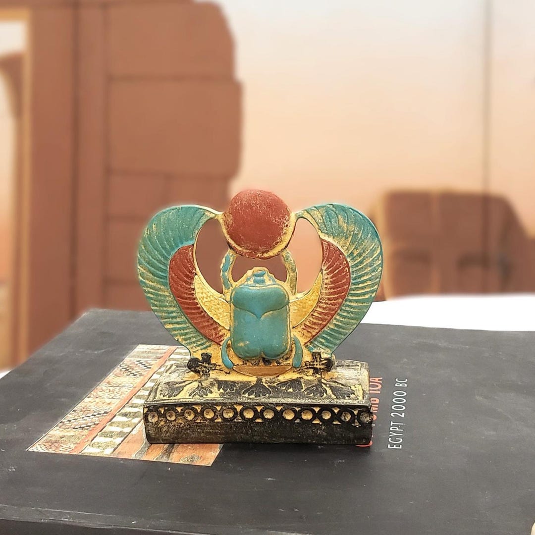 Egyptian Scarab Beetle Statue: Khepri, Sun God Figurine - Etsy