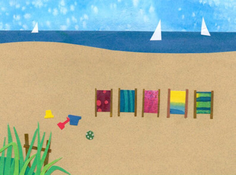 BEACH Art Note Cards - 4 Card Set- Blank Notecards Package of 4 ...