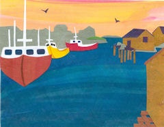 OCEAN 4 Card Set Ocean Designs Pkg. of 4 Designs Lighthouse, Boats ...