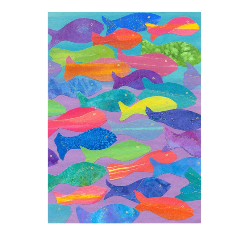 Fish Art Print - 'rainbow Swimmers' - School or Colourful Fish - 8x10 ...