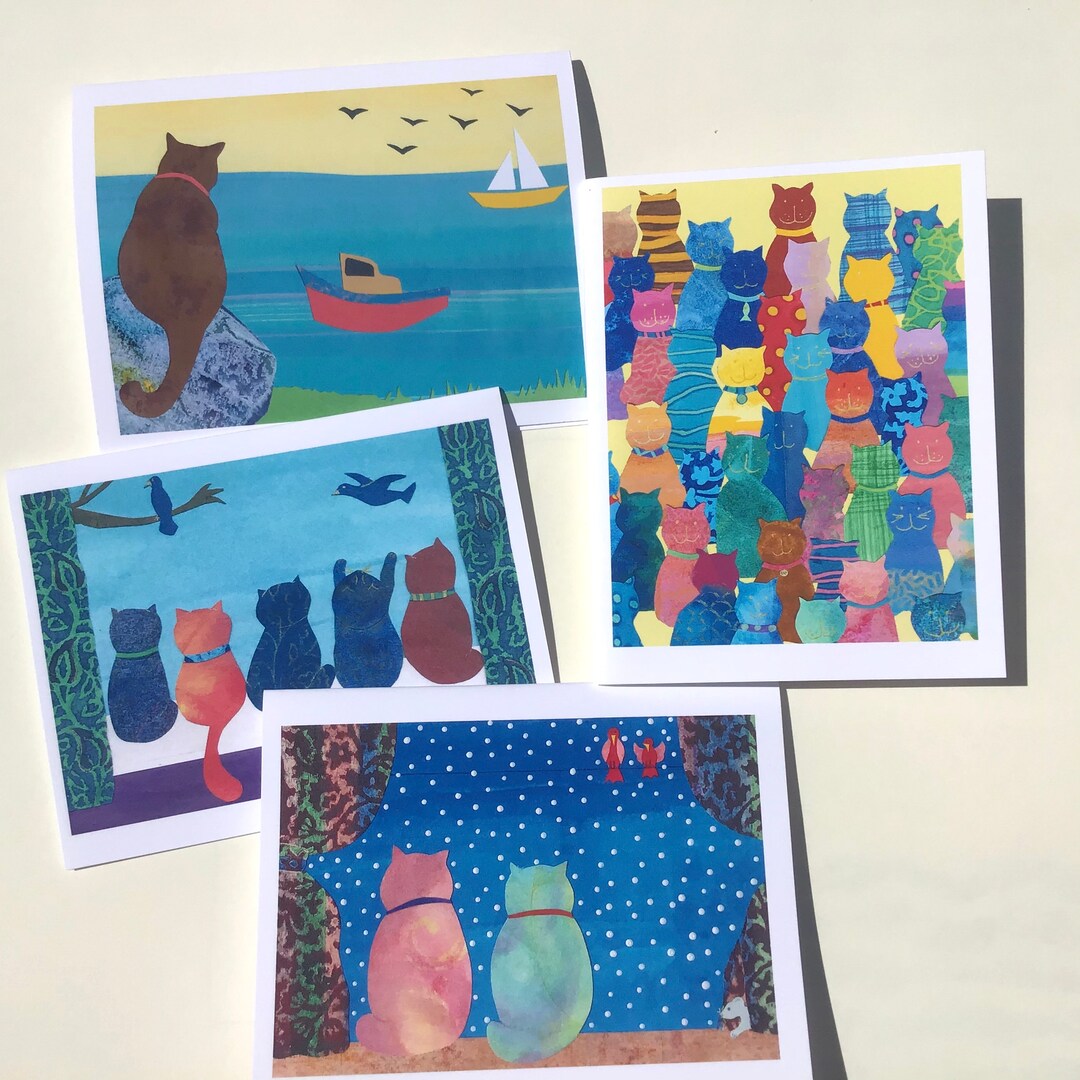 CAT CARDS - 4 Card Set- Blank Notes With Envelopes - Artist Info on ...