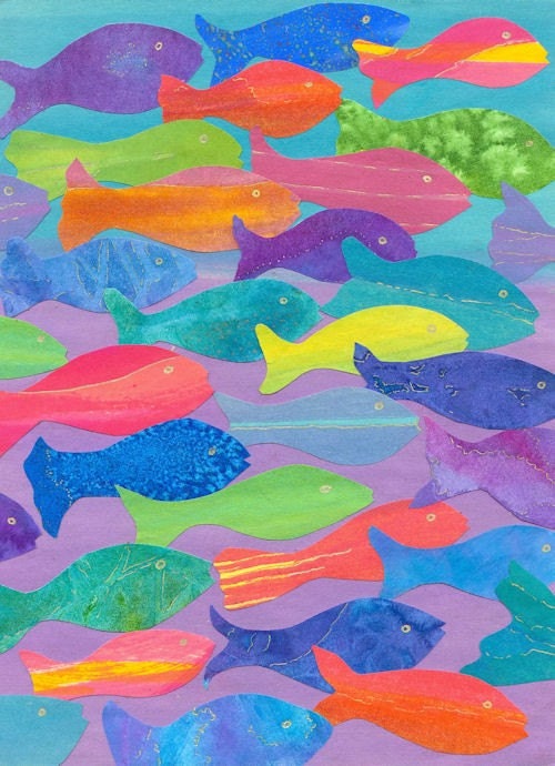 Fish Art Print - 'rainbow Swimmers' - School or Colourful Fish - 8x10 ...