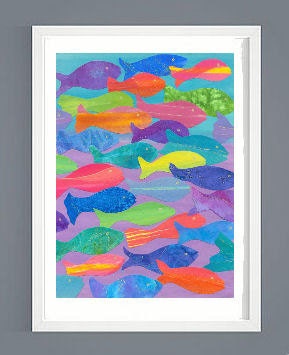Fish Art Print - 'rainbow Swimmers' - School or Colourful Fish - 8x10 ...