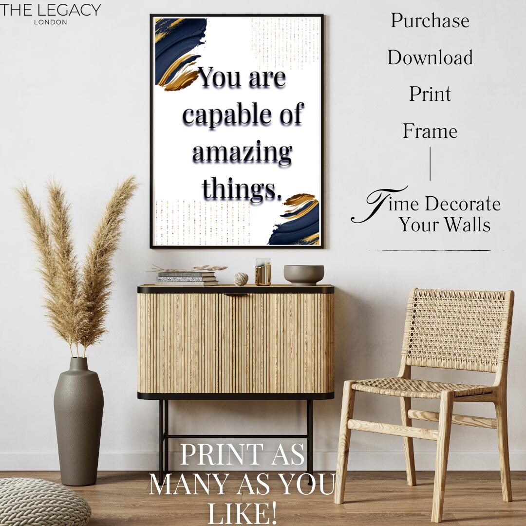 You Are Capable of Amazing Things: Inspirational Digital Wall Art for ...