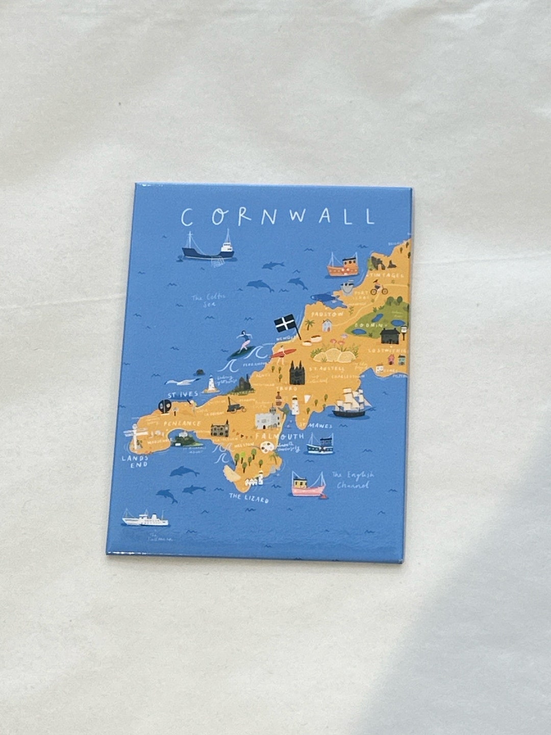 Cornwall Map Fridge Magnet Tinplate Cornwall Destinations Souvenir St ...
