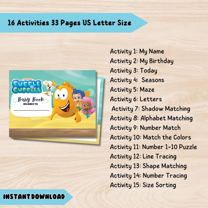 Bubble Guppies Busy Book Printable Preschool Worksheets Homeschool ...