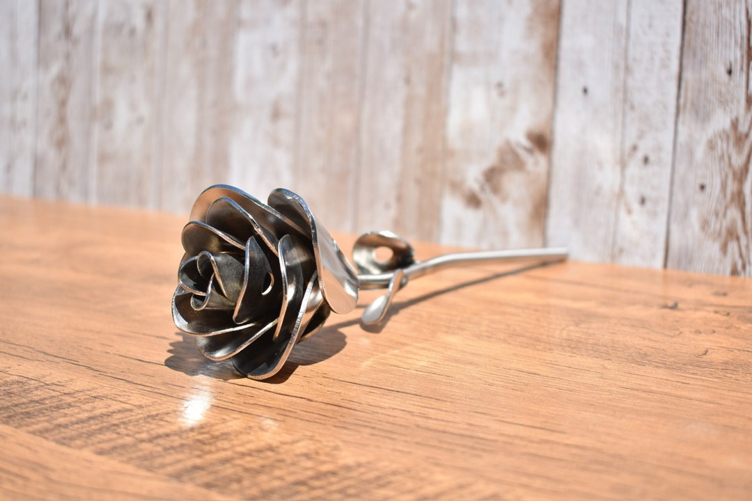 Metal Rose Gift, Stainless Steel Flower Welded Art, Industrial Decor ...