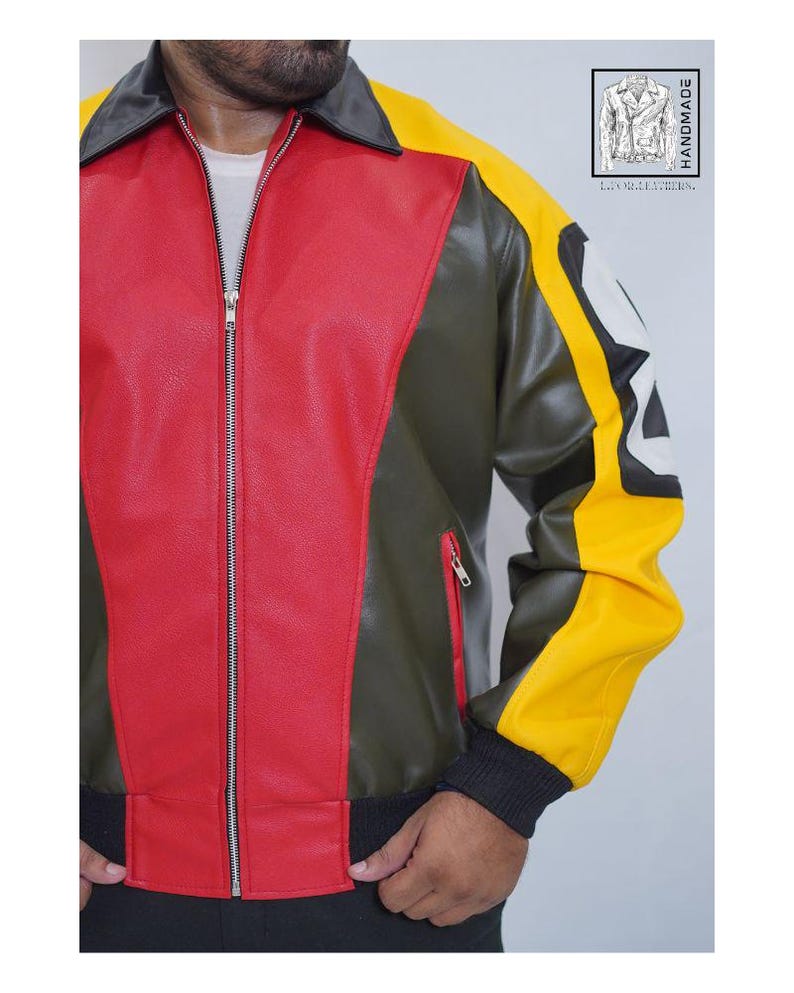 Handmade Men's 90's Retro Jacket 8 Ball Pool Billiard Leather Jacket ...