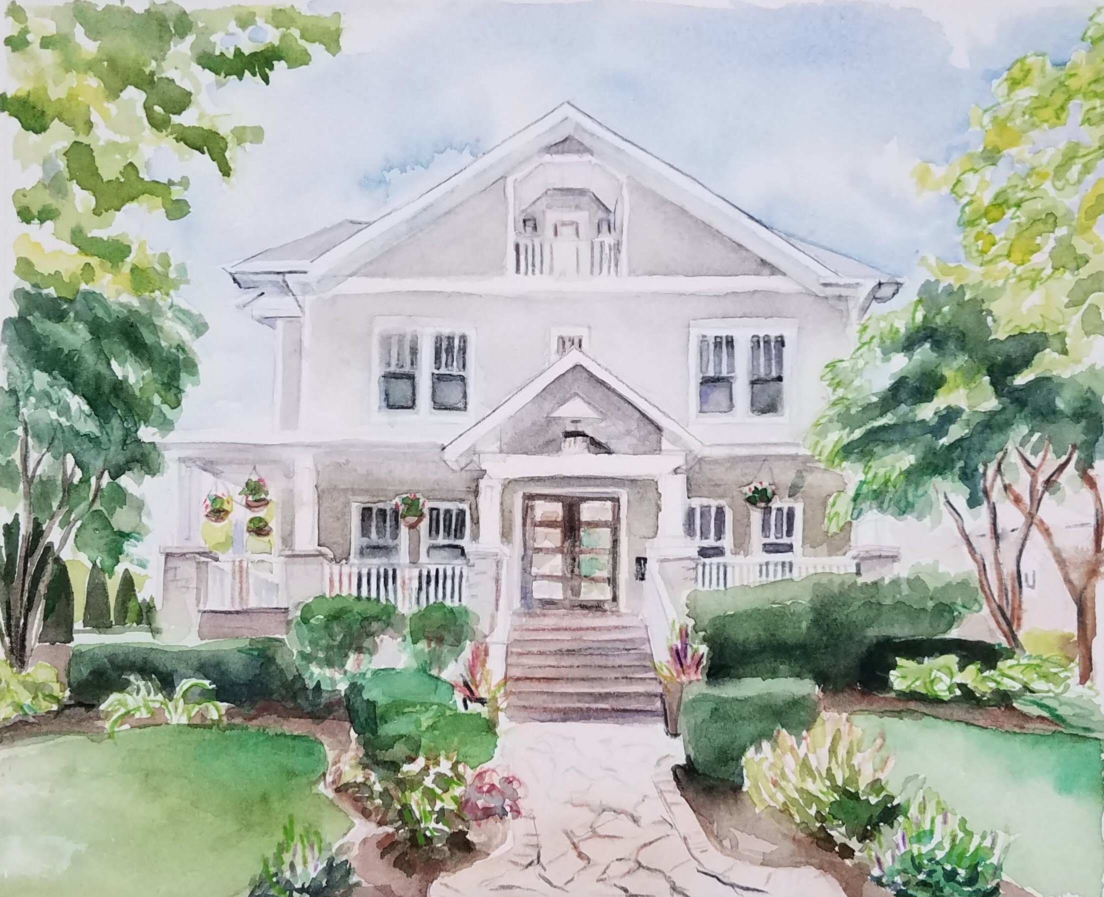 Custom House Watercolor Painting, Home Portrait, Housewarming Gift - Etsy