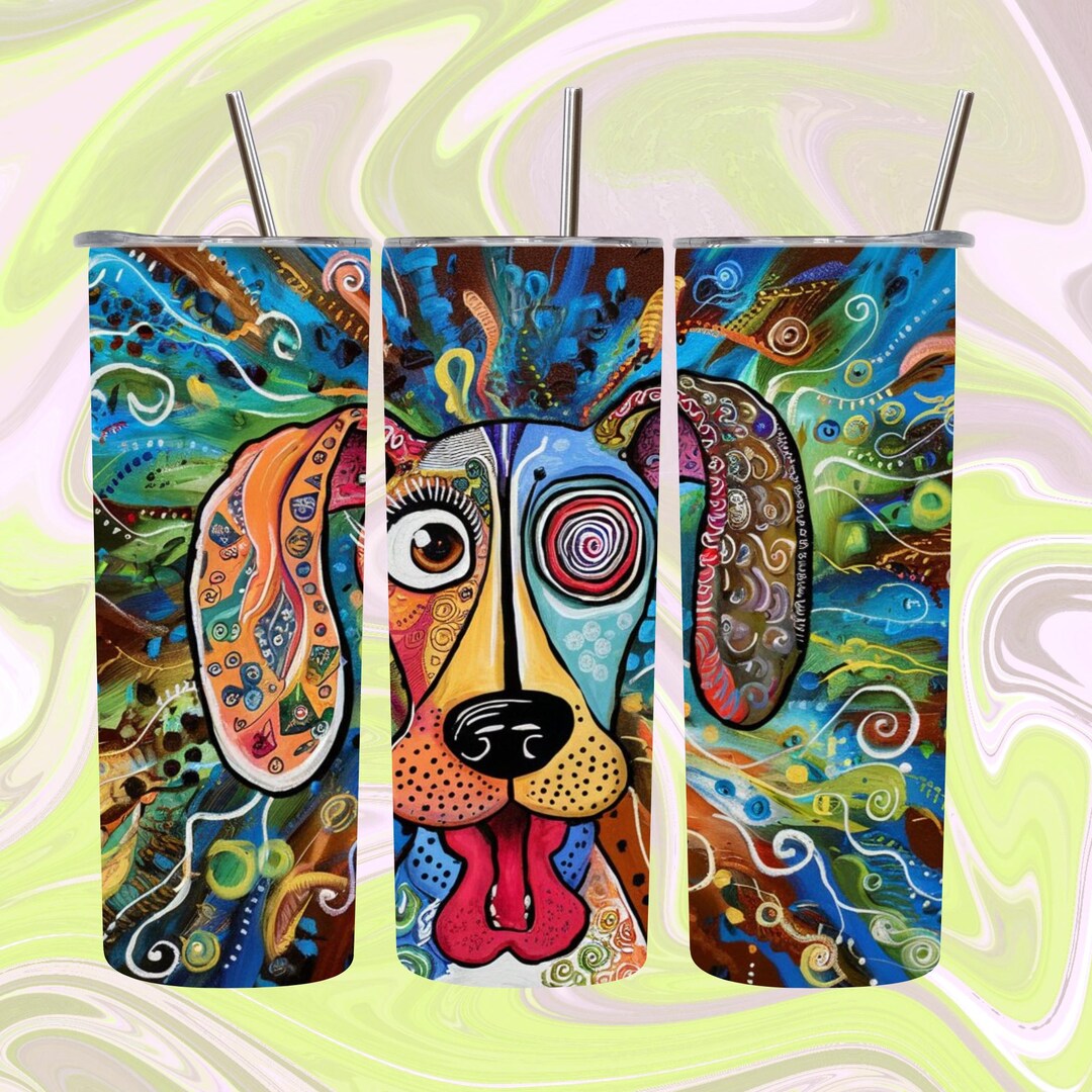 Colorful Animated Dog Png for 20oz Tumbler Wrap - Etsy