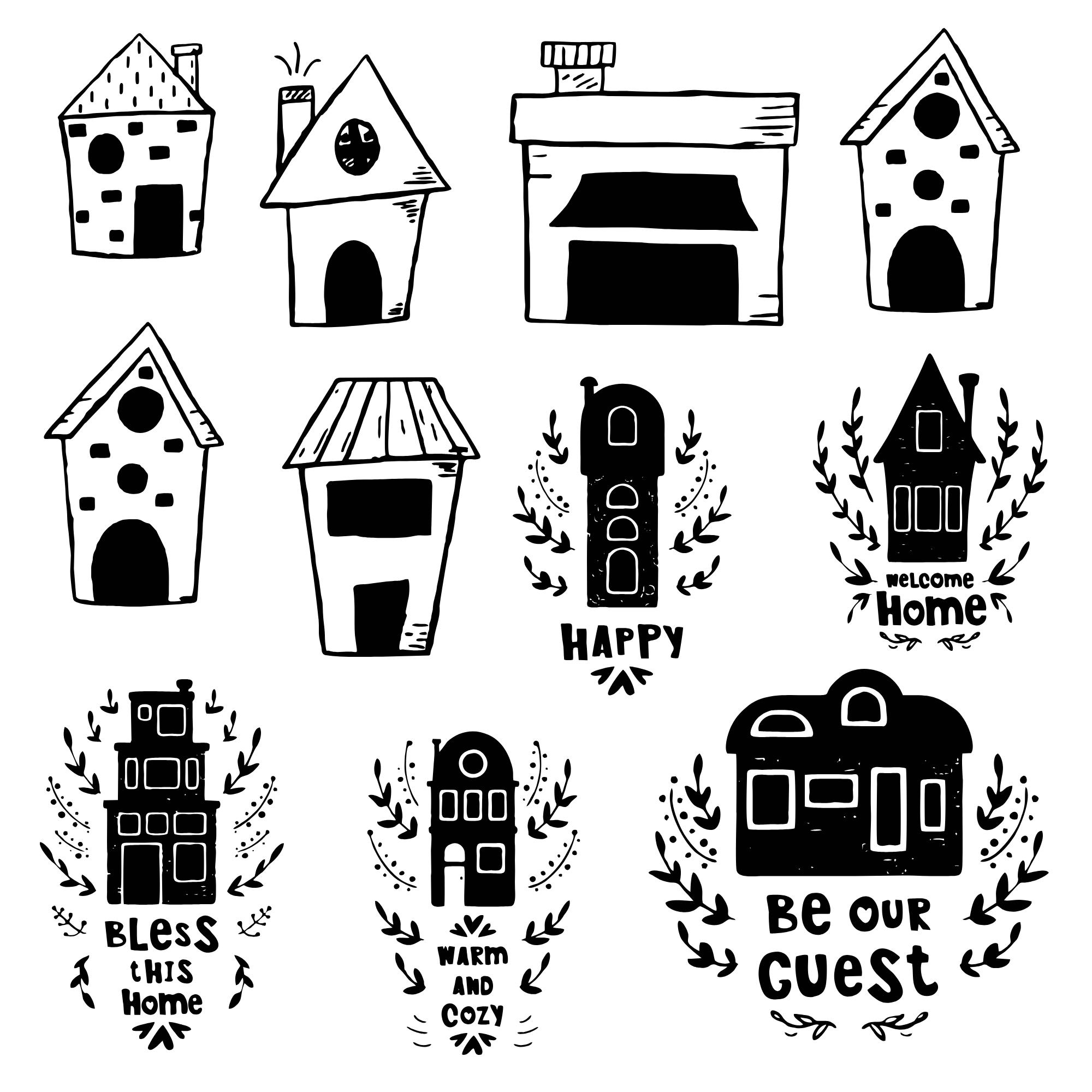 Little House Svg Bundle, Roof House Clipart, House Outline Vector, Tiny ...