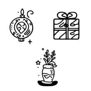 Christmas Svg Bundle, Christmas Line Art Drawings Clipart, Whimsical ...
