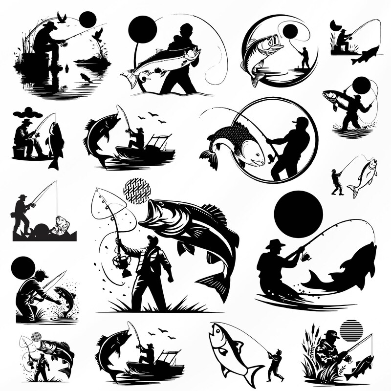 Catching Fish Svg - Etsy