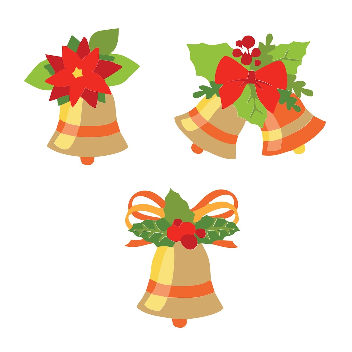Jingle Bell Svg Bundle, Christmas Bell Clipart for Cricut, Bell Vector ...
