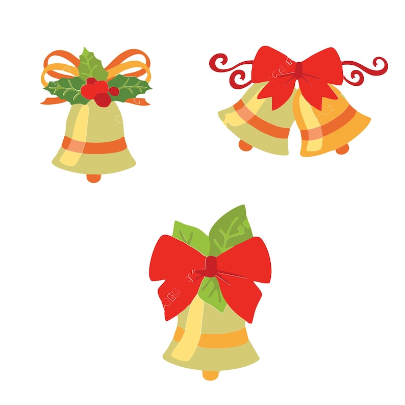 Jingle Bell Svg Bundle, Christmas Bell Clipart for Cricut, Bell Vector ...