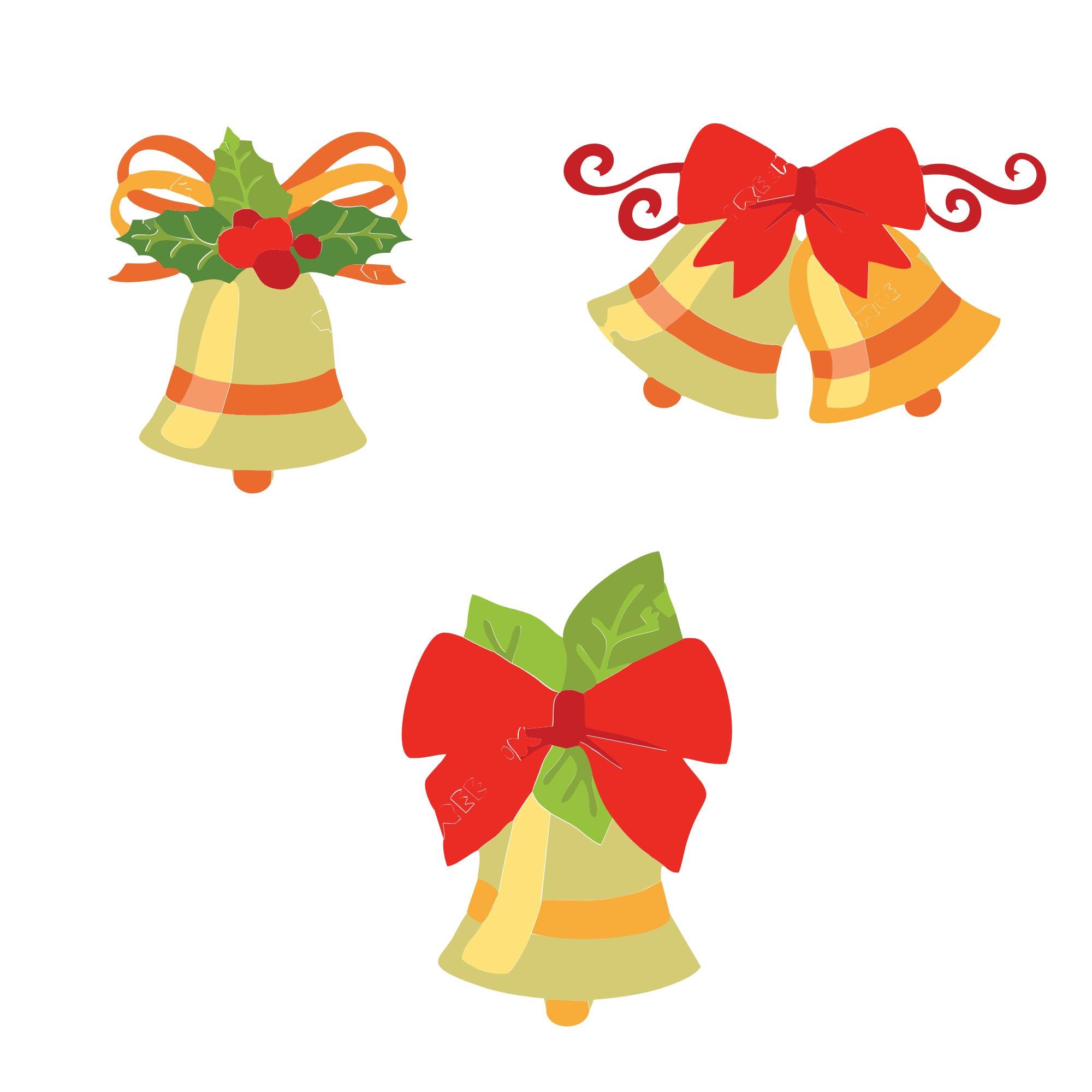 Jingle Bell Svg Bundle, Christmas Bell Clipart for Cricut, Bell Vector ...