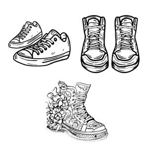 Sneaker Svg Bundle, Sneakers Clipart, Running Shoes Vector, Floral ...