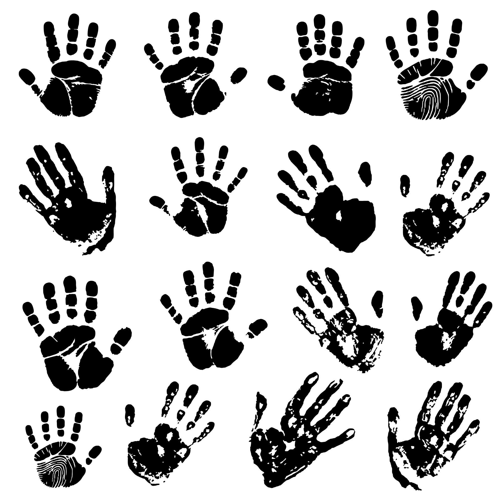 Hand Print Svg Bundle, Kids School Art Clipart, Hand Print Vector, Hand ...