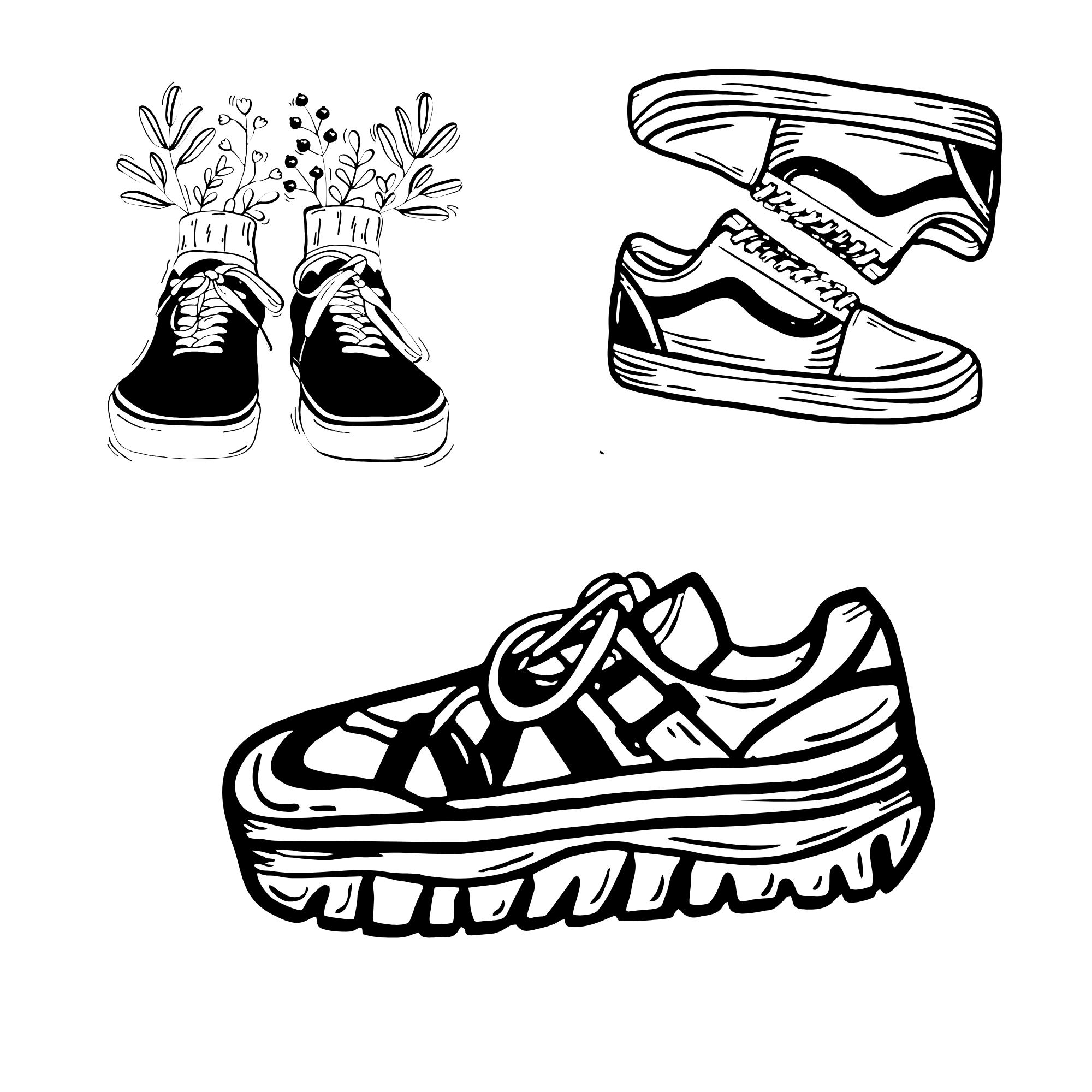 Sneaker Svg Bundle, Sneakers Clipart, Running Shoes Vector, Floral ...