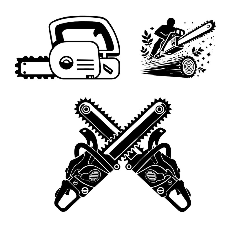 Chain Saw Svg Bundle, Logging Chainsaw Clipart, Wood Cutting Machine ...
