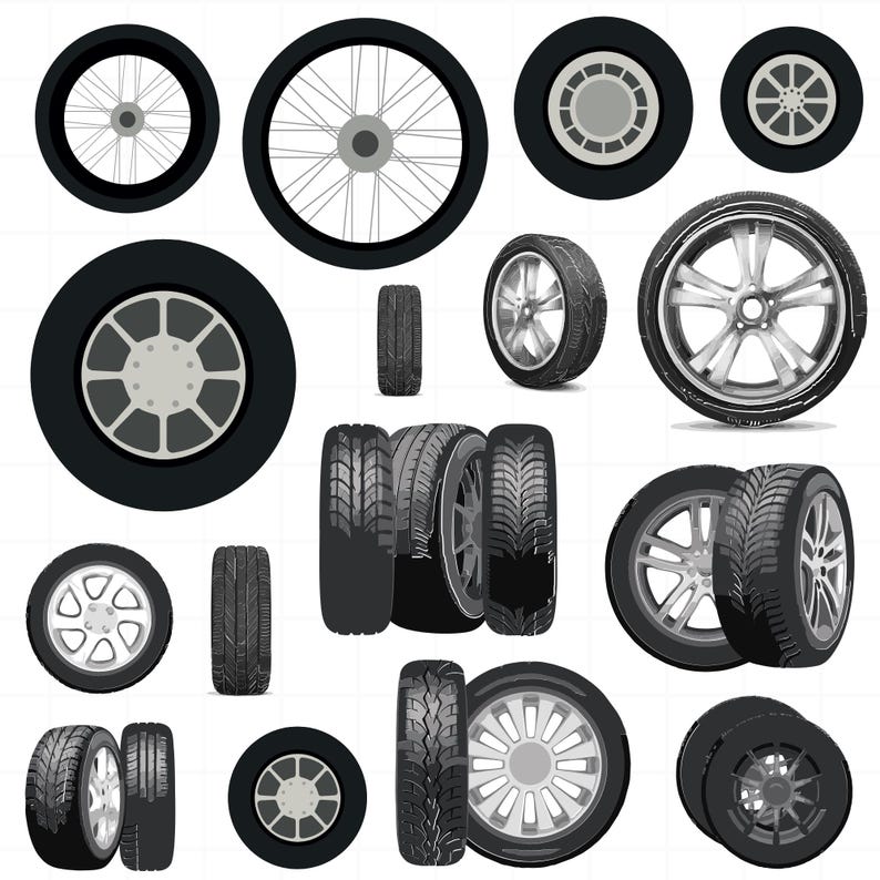 Wheels Svg Bundle, Tires Clipart, Car Wheel Vector, Wheels Decal ...