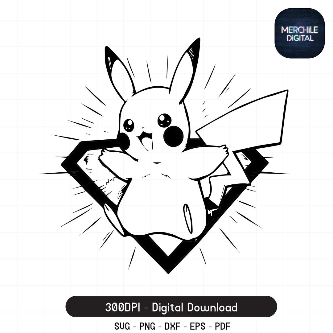 Pikachu svg, Clipart de Pokémon, Lindo vector de Pikachu, Calcomanía de Pikachu, Archivos de ...