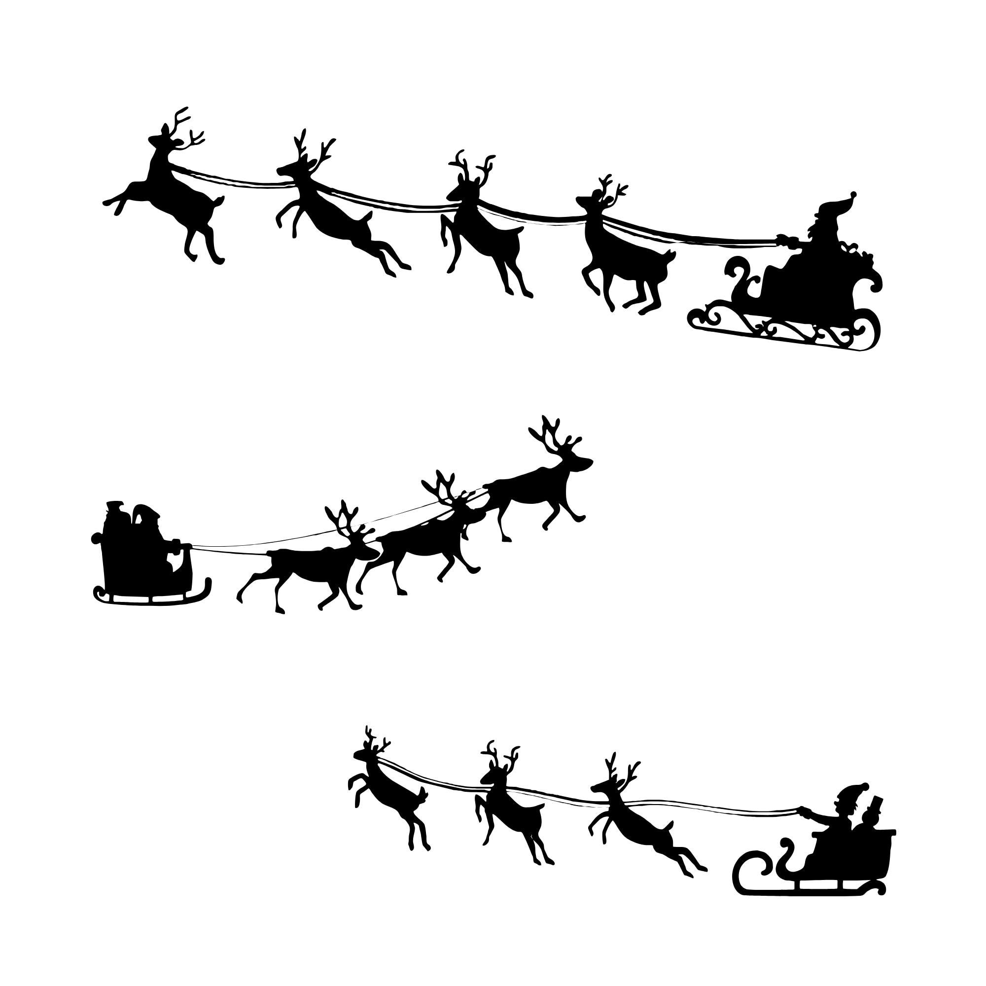 Santa's Sleigh Svg Bundle, Christmas Clipart, Reindeer Vector, Flying ...