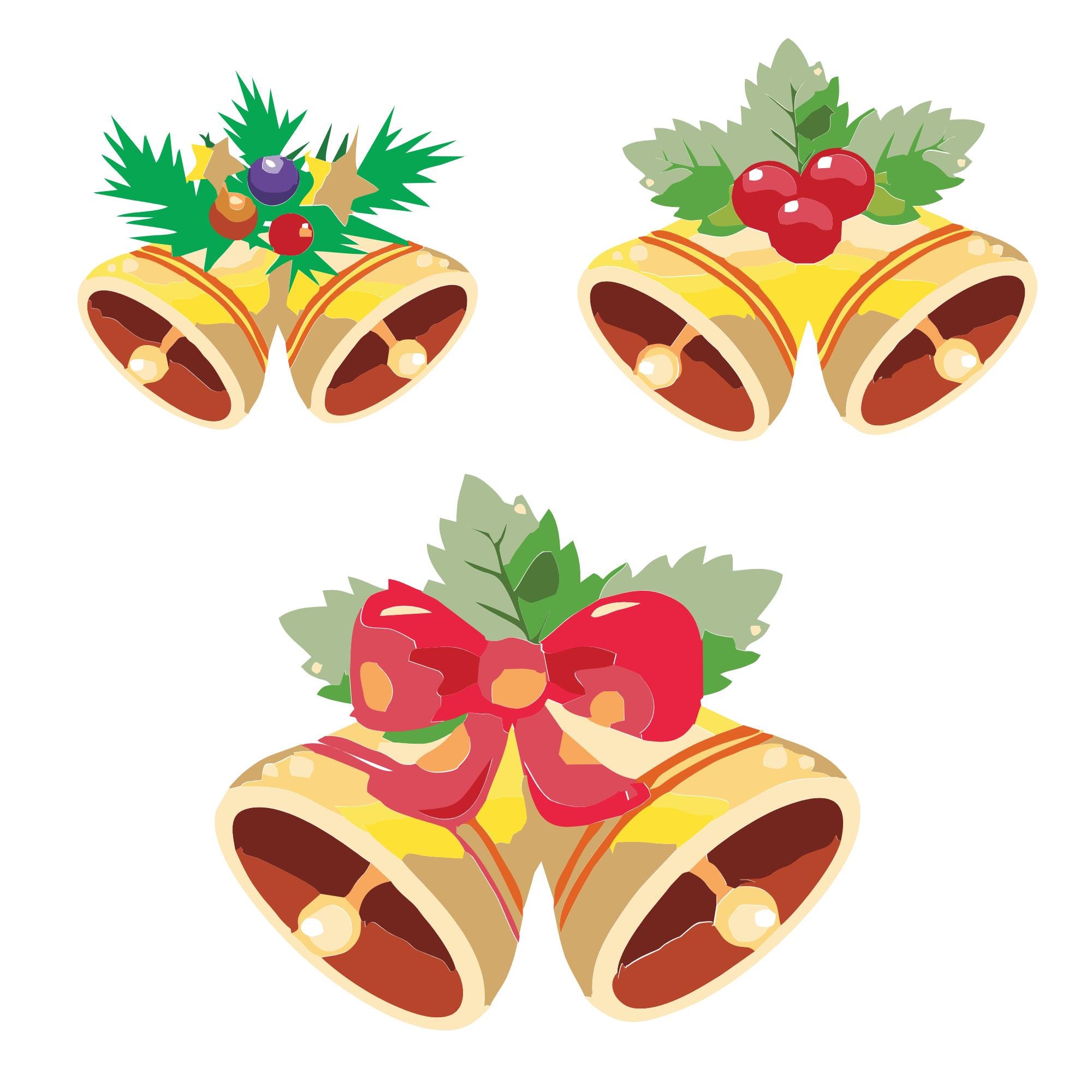 Jingle Bell Svg Bundle, Christmas Bell Clipart for Cricut, Bell Vector ...