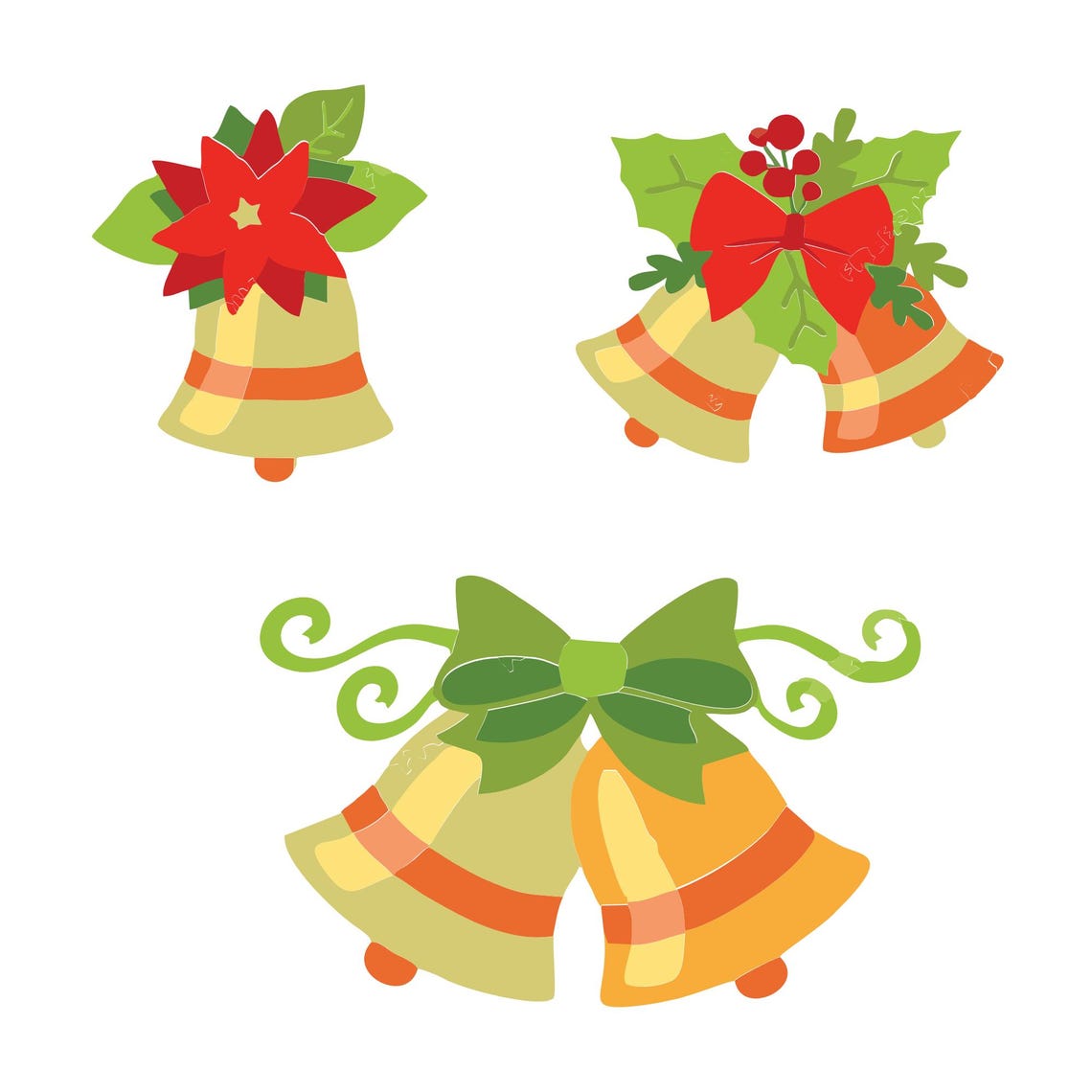 Jingle Bell Svg Bundle, Christmas Bell Clipart for Cricut, Bell Vector ...
