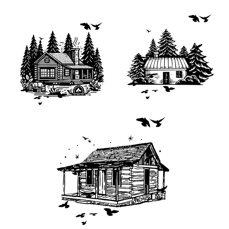 Rustic Wooden Cabin Svg Bundle, Wooden Cabin Clipart for Cricut, Cabin ...