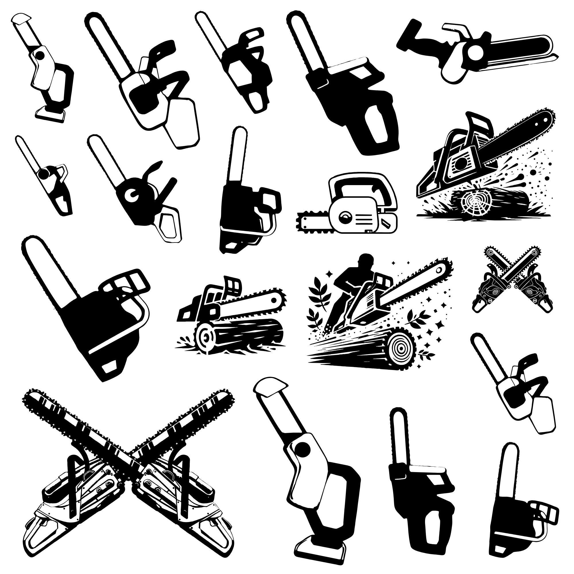 Chain Saw Svg Bundle, Logging Chainsaw Clipart, Wood Cutting Machine ...