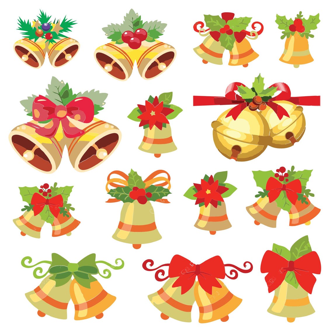 Jingle Bell Svg Bundle, Christmas Bell Clipart for Cricut, Bell Vector ...