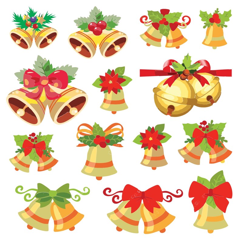 Jingle Bell Svg Bundle, Christmas Bell Clipart for Cricut, Bell Vector ...