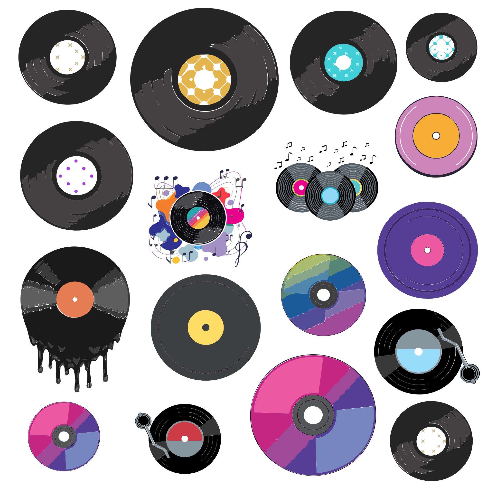 Vinyl Record Svg Bundle, Vinyl Disc Clipart, Vinyl Record Vector ...