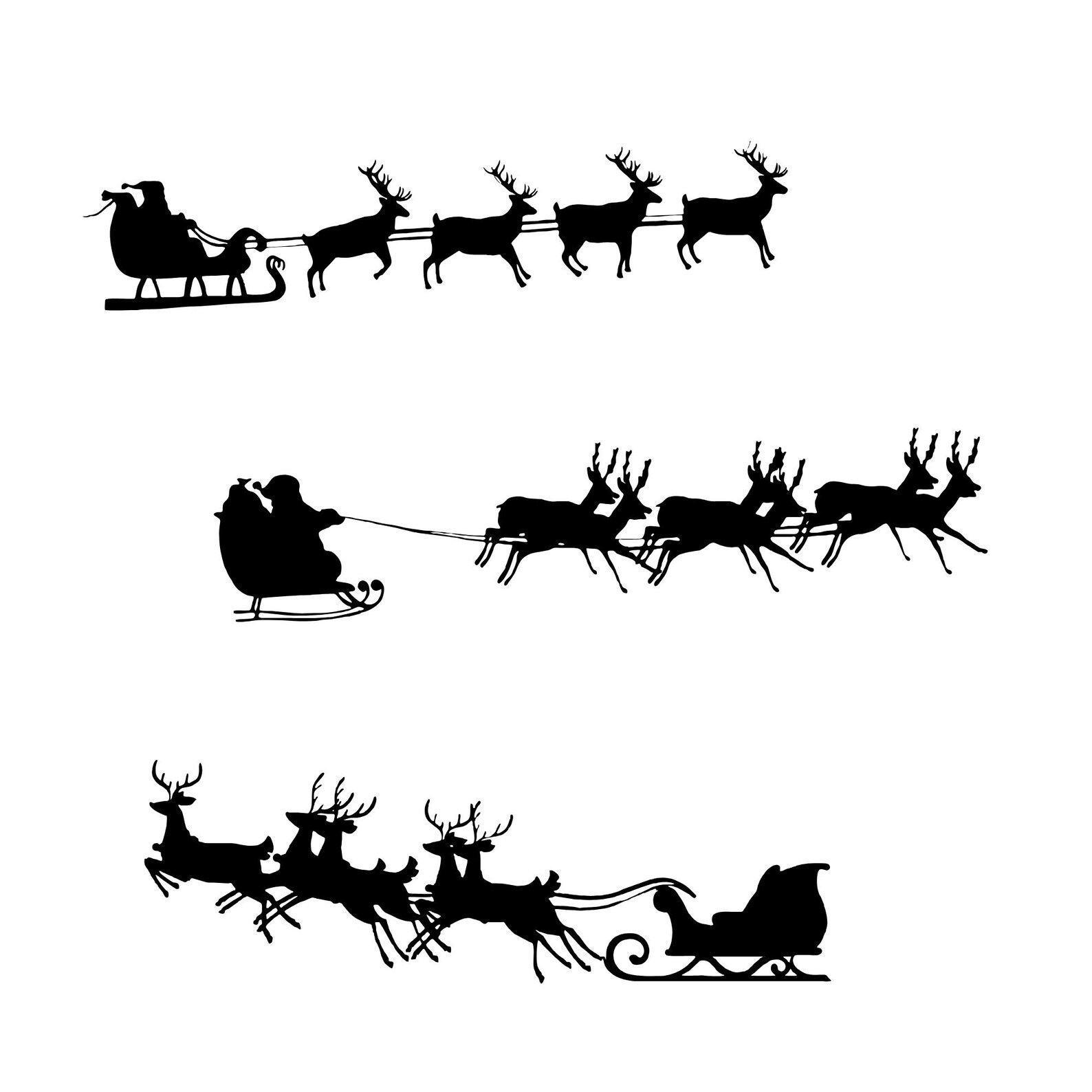 Santa's Sleigh Svg Bundle, Christmas Clipart, Reindeer Vector, Flying ...