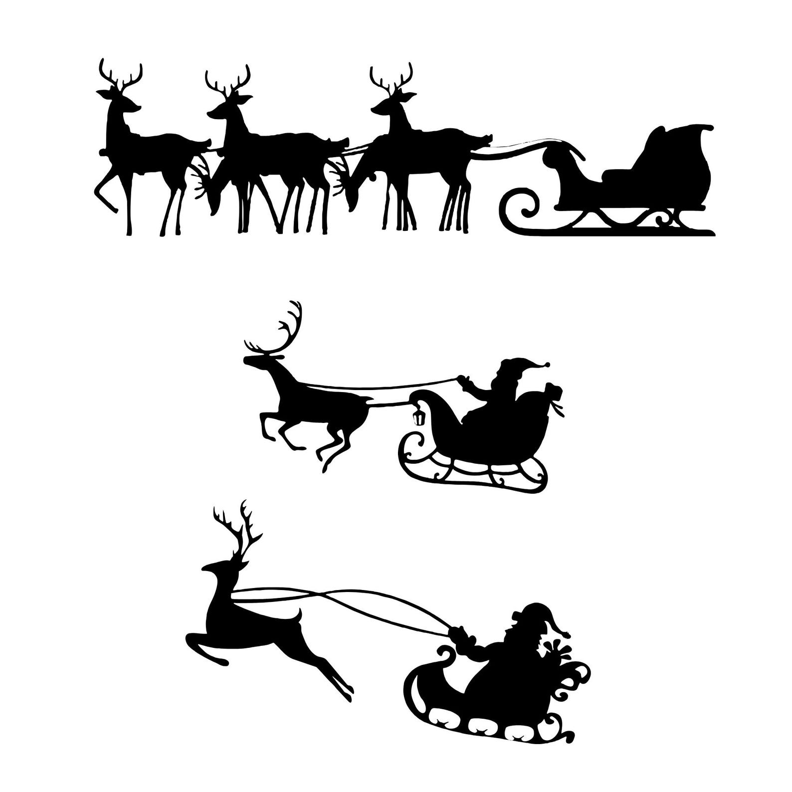 Santa's Sleigh Svg Bundle, Christmas Clipart, Reindeer Vector, Flying ...