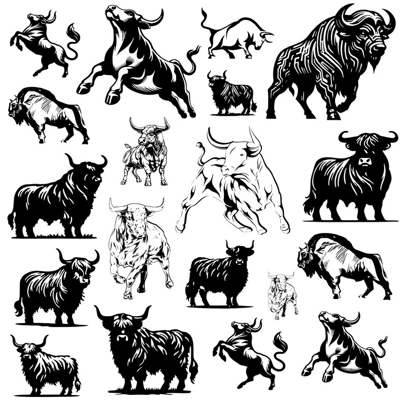 Bull Svg Bundle, Bull Head Clipart, Farm Animal Vector, Texas Decal ...