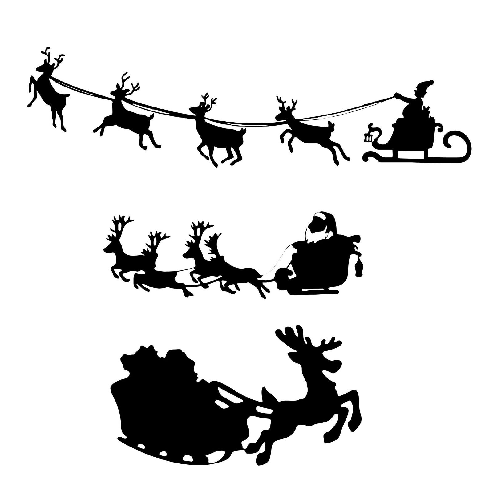 Santa's Sleigh Svg Bundle, Christmas Clipart, Reindeer Vector, Flying ...