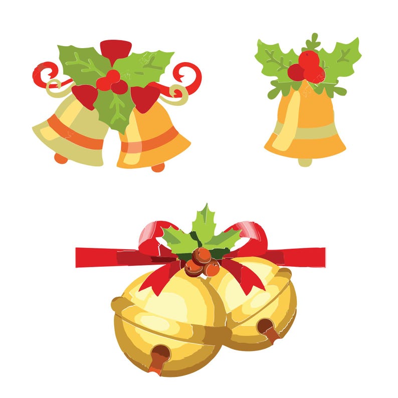 Jingle Bell Svg Bundle, Christmas Bell Clipart for Cricut, Bell Vector ...